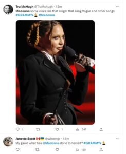 64-year-old Madonna with braids at the Grammys