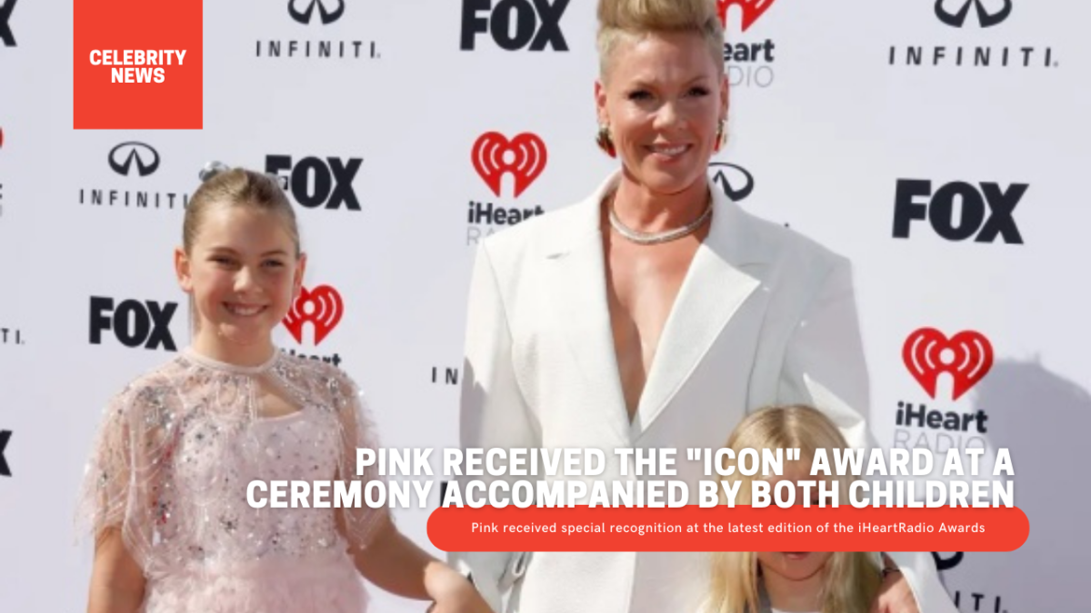Pink received the "Icon" award at a ceremony accompanied by both children