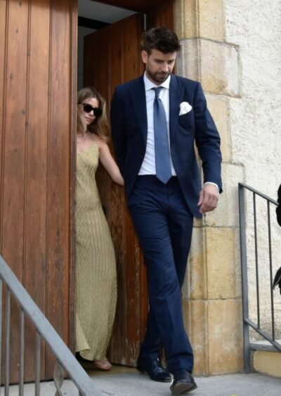 Gerard Pique with girlfriend Clara Chia at his brother's wedding in Spain
